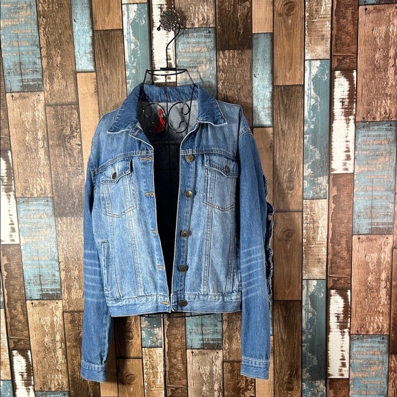 Chelsea & Violet | Jackets & Coats | Chelsea Violet Blue Ruffle Sleeve ...